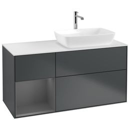 Villeroy & Boch Villeroy und Boch Finion Waschtischunterschrank G801GKHG 120cm, Abdeckplatte white matt, Emotion, Regale Anthracite matt lacquer, Midnight Blue Matt Lacquer