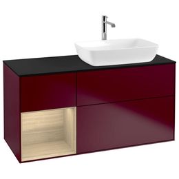 Villeroy & Boch Villeroy und Boch Finion Waschtischunterschrank G802PCHB 120cm, Abdeckplatte black matt, Emotion, Regale Oak Veneer, Peony Matt