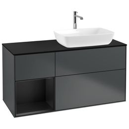 Villeroy & Boch Villeroy und Boch Finion Waschtischunterschrank G802PDHG 120cm, Abdeckplatte black matt, Emotion, Regale Black matt lacquer, Midnight Blue Matt Lacquer
