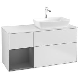 Villeroy & Boch Villeroy und Boch Finion Waschtischunterschrank G801GKMT 120cm, Abdeckplatte white matt, Emotion, Regale Anthracite matt lacquer, White matt lacquer