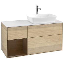 Villeroy & Boch Villeroy und Boch Finion Waschtischunterschrank G801GNPC 120cm, Abdeckplatte white matt, Emotion, Regale Walnut Veneer, Oak Veneer