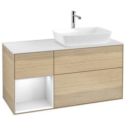 Villeroy & Boch Villeroy und Boch Finion Waschtischunterschrank G801MTPC 120cm, Abdeckplatte white matt, Emotion, Regale White matt lacquer, Oak Veneer