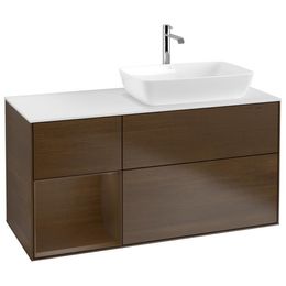 Villeroy & Boch Villeroy und Boch Finion Waschtischunterschrank G801GNGN 120cm, Abdeckplatte white matt, Emotion, Regale Walnut Veneer, Walnut veneer