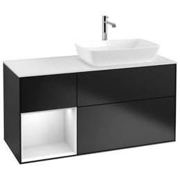 Villeroy & Boch Villeroy und Boch Finion Waschtischunterschrank G801MTPD 120cm, Abdeckplatte white matt, Emotion, Regale White matt lacquer, Black matt lacquer