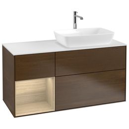 Villeroy & Boch Villeroy und Boch Finion Waschtischunterschrank G801PCGN 120cm, Abdeckplatte white matt, Emotion, Regale Oak Veneer, Walnut veneer