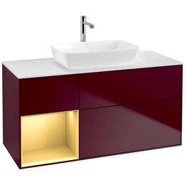 Villeroy & Boch Villeroy und Boch Finion Waschtischunterschrank F821HFHB 120cm, Abdeckplatte white matt, Regale Gold matt lacquer, Peony Matt