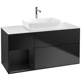 Villeroy & Boch Villeroy und Boch Finion Waschtischunterschrank F821PDPD 120cm, Abdeckplatte white matt, Regale Black matt lacquer, Black matt lacquer