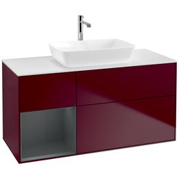 Villeroy & Boch Villeroy und Boch Finion Waschtischunterschrank F821HGHB 120cm, Abdeckplatte white matt, Regale Midnight matt lacquer, Peony Matt