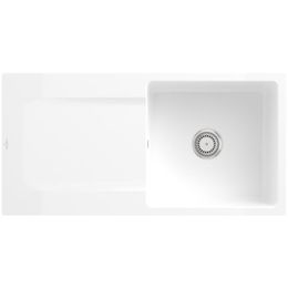 Villeroy & Boch Villeroy und Boch Siluet Fl&auml;chenb&uuml;ndige Sp&uuml;le 33361FR1 mit Ablaufgarnitur und Handbet&auml;tigung, wei&szlig;