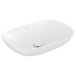 Villeroy & Boch Villeroy und Boch Loop & friends Aufsatz-Waschtisch 4A4901RW 56x38cm, ohne Hahnlochbank, ohne &Uuml;berlauf, Stone White C-plus