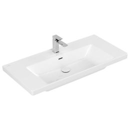 Villeroy & Boch Villeroy und Boch Subway 3.0 Schrank-Waschtisch 4A70A5R1 100x47cm, mit 1 Hahnloch/mit &Uuml;berlauf, wei&szlig; C-plus