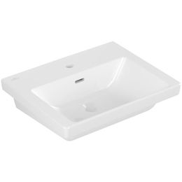 Villeroy & Boch Villeroy und Boch Subway 3.0 Waschtisch 4A70F401 55x44cm, mit 1 Hahnloch/mit &Uuml;berlauf, wei&szlig;