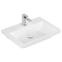 Villeroy & Boch Villeroy und Boch Subway 3.0 Schrank-Waschtisch 4A7066RW 65x47cm, mit 1 Hahnloch/ohne &Uuml;berlauf, stone white C-plus