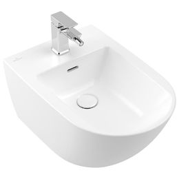 Villeroy & Boch Villeroy und Boch Subway 3.0 Wand-Bidet 447000RW 37,5x56cm, 1 Hahnloch, mit &Uuml;berlauf, stone white C-plus