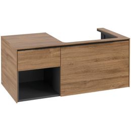 Villeroy & Boch Villeroy und Boch Subway 3.0 Waschtisch-Unterschrank C571L1RH 100,1x42,25x51,6cm, mit LED/Griff Volcano black, kansas oak