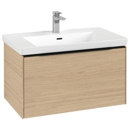 Villeroy & Boch Villeroy und Boch Subway 3.0 Waschtisch-Unterschrank C573L1VJ 77,2x42,9x47,8cm, mit LED/Griff Volcano black, nordic oak