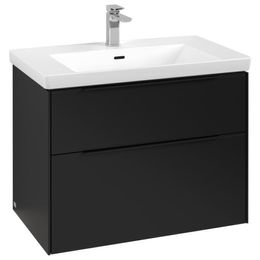 Villeroy & Boch Villeroy und Boch Subway 3.0 Waschtisch-Unterschrank C574L1VL 77,2x57,6x47,8cm, mit LED/Griff Volcano black, volcano black