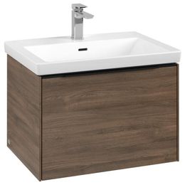 Villeroy & Boch Villeroy und Boch Subway 3.0 Waschtisch-Unterschrank C575L1VH 62,2x42,9x47,8cm, mit LED/Griff Volcano black, arizona oak