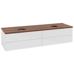 Villeroy & Boch Villeroy und Boch Antao Waschtisch-Unterschrank K28012GF 160x36x50cm, Waschbeckenplattenfarbe warm walnut, glossy white lacquer