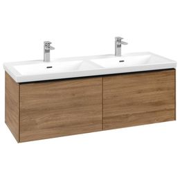 Villeroy & Boch Villeroy und Boch Subway 3.0 Waschtisch-Unterschrank C567L1RH 127,2x42,9x47,8cm, mit LED/Griff Volcano black, kansas oak