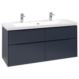 Villeroy & Boch Villeroy und Boch Subway 3.0 Waschtisch-Unterschrank C602L1VQ 127,2x57,6x47,8cm, mit LED/Griff Volcano black, marine blue