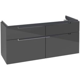 Villeroy & Boch Villeroy & Boch Subway 2.0 Waschtischunterschrank A91710FP, 128,7x59x44,9cm, Glossy Grey,Griff chrom