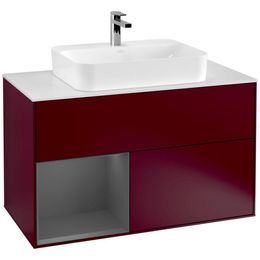 Villeroy & Boch Villeroy und Boch Finion Waschtischunterschrank F361GKHB 100cm, Abdeckplatte white matt, Regal links Anthracite matt, Peony Matt