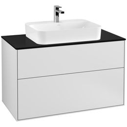 Villeroy & Boch Villeroy und Boch Finion Waschtischunterschrank G35200MT 100x60,3cm, Emotion, Abdeckplatte black matt, White matt lacquer