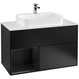 Villeroy & Boch Villeroy und Boch Finion Waschtischunterschrank F361PDPD 100cm, Abdeckplatte white matt, Regal links Black matt lacquer, Black matt lacquer