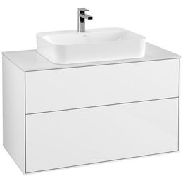 Villeroy & Boch Villeroy und Boch Finion Waschtischunterschrank F35100GF 100x60,3cm, Abdeckplatte white matt, Glossy white lacquer