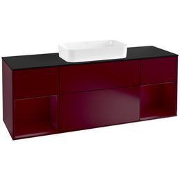 Villeroy & Boch Villeroy und Boch Finion Waschtischunterschrank F332HBHB 160x60,3cm, Abdeckplatte black matt, Regale Peony matt lacquer, Peony Matt