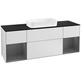 Villeroy & Boch Villeroy und Boch Finion Waschtischunterschrank F332GKMT 160x60,3cm, Abdeckplatte black matt, Regale Anthracite matt lacquer, White matt lacquer