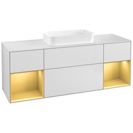 Villeroy & Boch Villeroy und Boch Finion Waschtischunterschrank G331HFMT 160cm, Abdeckplatte white matt, Emotion, Regale Gold matt lacquer, White matt lacquer