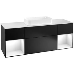 Villeroy & Boch Villeroy und Boch Finion Waschtischunterschrank G331GFPD 160cm, Abdeckplatte white matt, Emotion, Regale Glossy white lacquer, Black matt lacquer