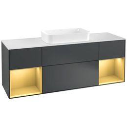 Villeroy & Boch Villeroy und Boch Finion Waschtischunterschrank G331HFHG 160cm, Abdeckplatte white matt, Emotion, Regale Gold matt lacquer, Midnight Blue Matt Lacquer