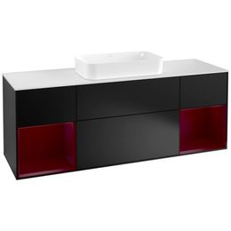 Villeroy & Boch Villeroy und Boch Finion Waschtischunterschrank G331HBPD 160cm, Abdeckplatte white matt, Emotion, Regale Peony matt lacquer, Black matt lacquer