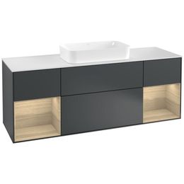 Villeroy & Boch Villeroy und Boch Finion Waschtischunterschrank G331PCHG 160cm, Abdeckplatte white matt, Emotion, Regale Oak Veneer, Midnight Blue Matt Lacquer
