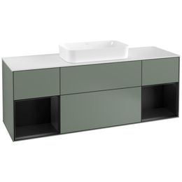Villeroy & Boch Villeroy und Boch Finion Waschtischunterschrank G331PDGM 160cm, Abdeckplatte white matt, Emotion, Regale Black matt lacquer, Olive Matt Lacquer