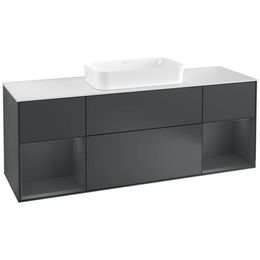 Villeroy & Boch Villeroy und Boch Finion Waschtischunterschrank G331HGHG 160cm, Abdeckplatte white matt, Emotion, Regale Midnight matt lacquer, Midnight Blue Matt Lacquer