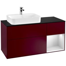 Villeroy & Boch Villeroy und Boch Finion Waschtischunterschrank F402MTHB 120cm, Abdeckplatte black matt, Regal rechts White matt lacquer, Peony Matt