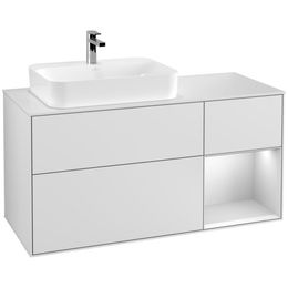 Villeroy & Boch Villeroy und Boch Finion Waschtischunterschrank F401MTMT 120cm, Abdeckplatte white matt, Regal rechts White matt lacquer, White matt lacquer