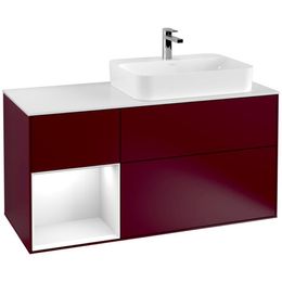 Villeroy & Boch Villeroy und Boch Finion Waschtischunterschrank G391GFHB 120cm, Abdeckplatte white matt, Emotion, Regal links Glossy white lacquer, Peony Matt