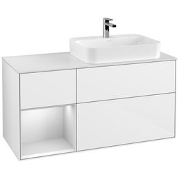 Villeroy & Boch Villeroy und Boch Finion Waschtischunterschrank G391MTGF 120cm, Abdeckplatte white matt, Emotion, Regal links White matt lacquer, Glossy white lacquer