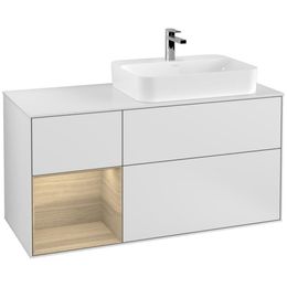 Villeroy & Boch Villeroy und Boch Finion Waschtischunterschrank G391PCMT 120cm, Abdeckplatte white matt, Emotion, Regal links Oak Veneer, White matt lacquer
