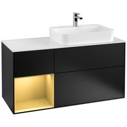 Villeroy & Boch Villeroy und Boch Finion Waschtischunterschrank G391HFPD 120cm, Abdeckplatte white matt, Emotion, Regal links Gold matt, Black matt lacquer