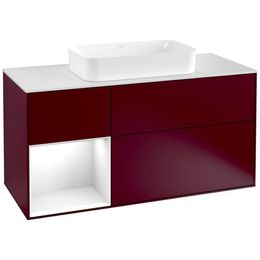 Villeroy & Boch Villeroy und Boch Finion Waschtischunterschrank G291GFHB 120cm, Abdeckplatte white matt, Emotion, Regal links Glossy white lacquer, Peony Matt