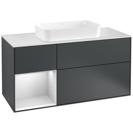 Villeroy & Boch Villeroy und Boch Finion Waschtischunterschrank G291MTHG 120cm, Abdeckplatte white matt, Emotion, Regal links White matt lacquer, Midnight Blue Matt Lacquer