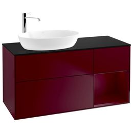 Villeroy & Boch Villeroy und Boch Finion Waschtischunterschrank G932HBHB 120cm, Abdeckplatte black matt, Emotion, Regale Peony matt lacquer, Peony Matt