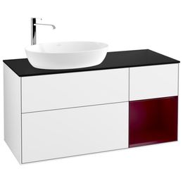 Villeroy & Boch Villeroy und Boch Finion Waschtischunterschrank G932HBGF 120cm, Abdeckplatte black matt, Emotion, Regale Peony matt lacquer, Glossy white lacquer