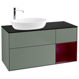 Villeroy & Boch Villeroy und Boch Finion Waschtischunterschrank G932HBGM 120cm, Abdeckplatte black matt, Emotion, Regale Peony matt lacquer, Olive Matt Lacquer